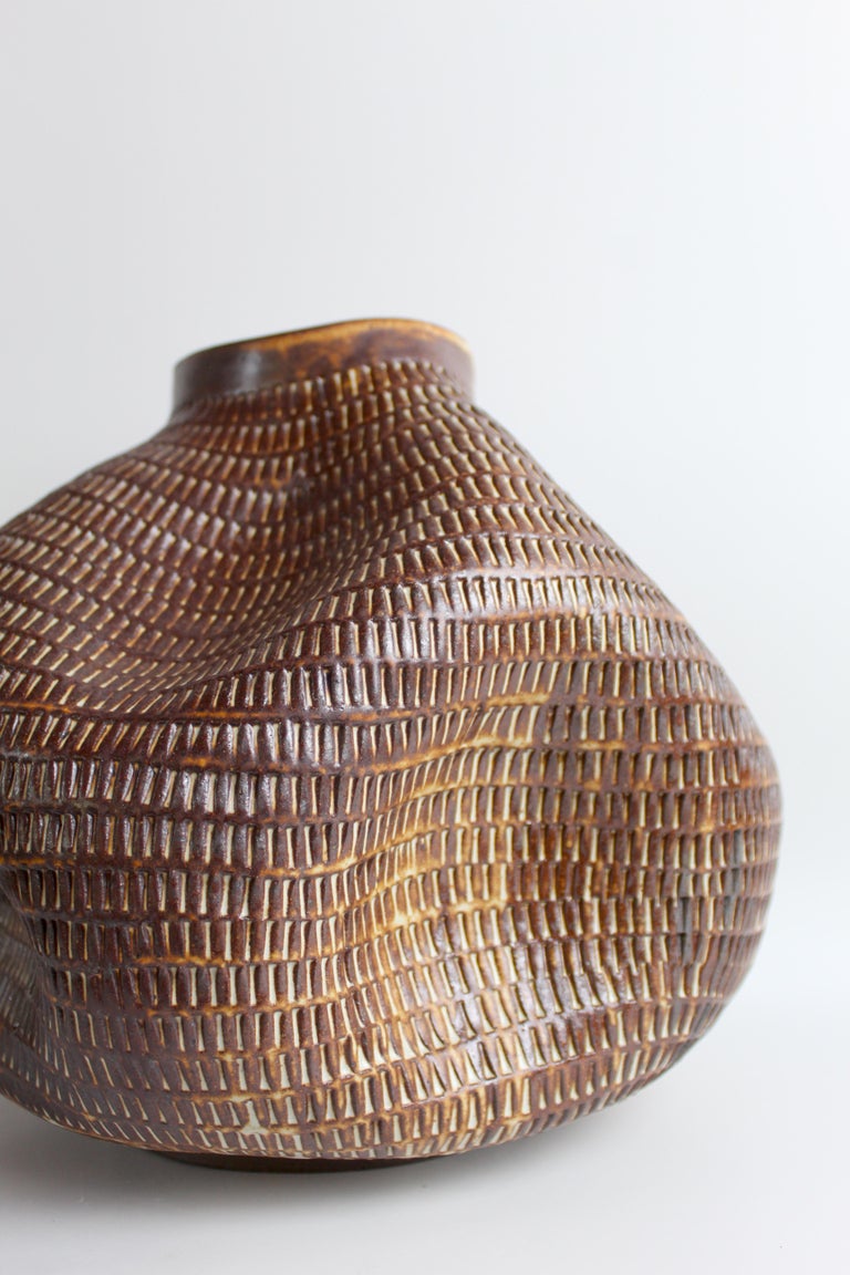 Skoby Joe Hand Made Brown Ceramic Vase Wabi Sabi Mid-Century Modern ...