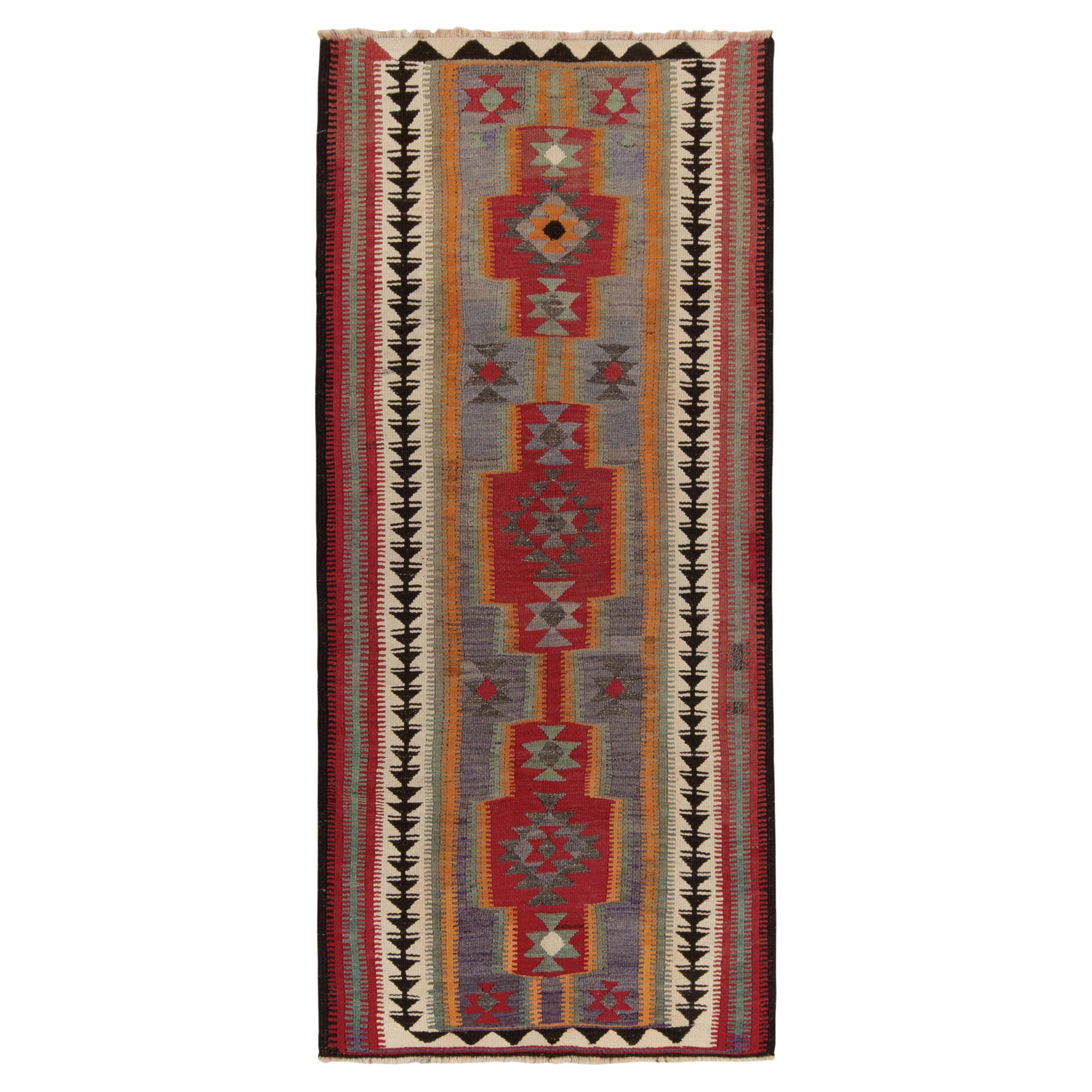 1950s Vintage Kilim Runner in Red, Black Diamond Patterns by Rug and ...