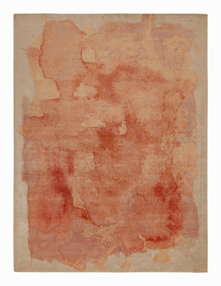 Abstract Rug in Peach Watercolor Pattern Rug and Kilim’s For Sale at ...