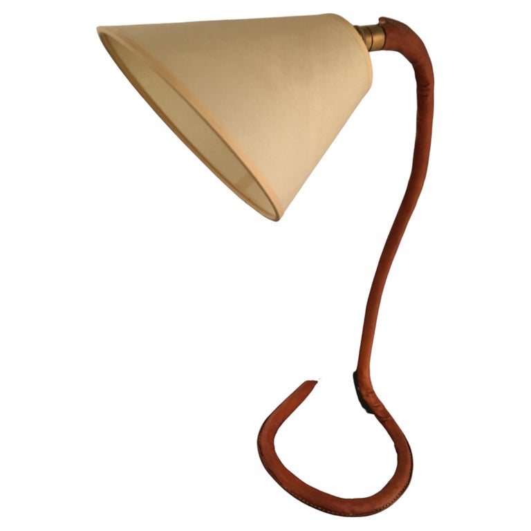 Unusual Leather Snake Desk Lamp by Jacques Adnet, France, 1950 at 1stDibs