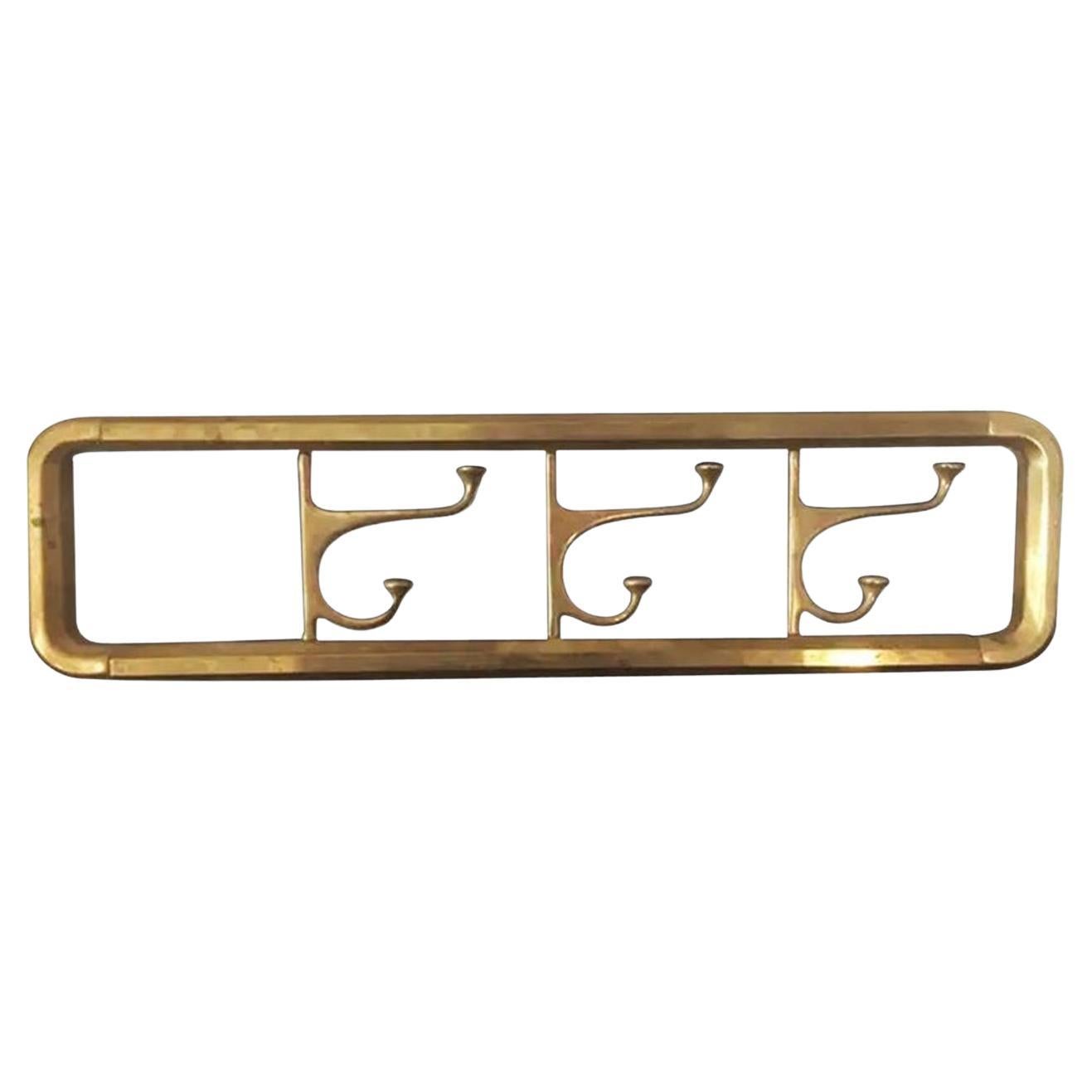 Large 1950s Midcentury Wall-Mount Coat Hanger Hat Rack with Brass Beads ...