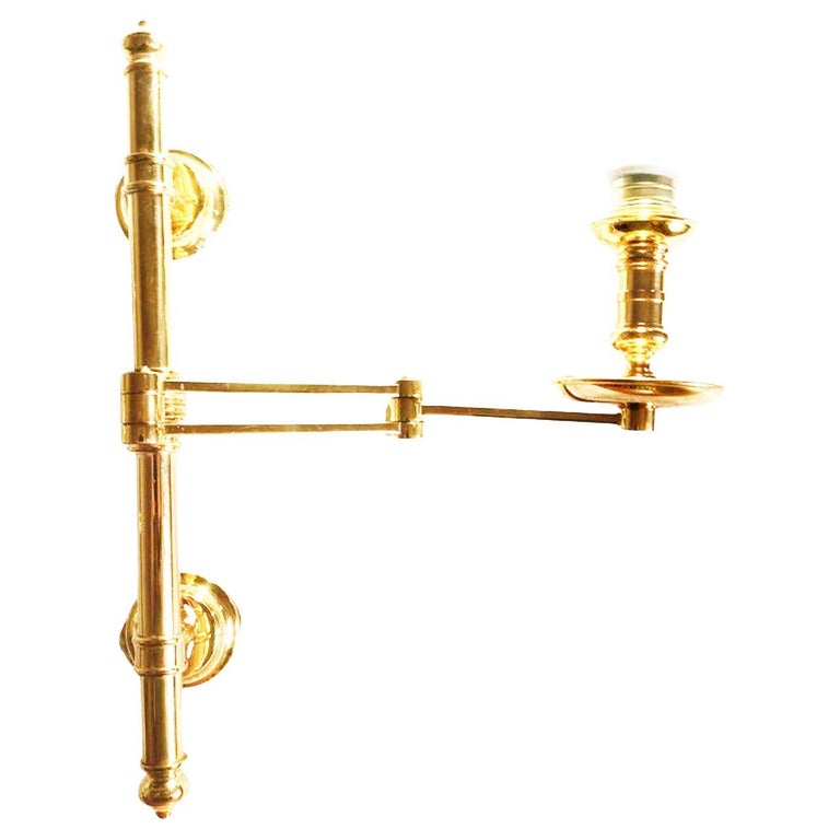 Pair Library Wall Sconces or Brass Folding Lamps, Spain Early 20th For ...