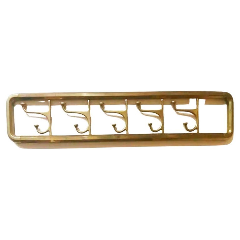 Coat Rack Art Deco Brass or Bronze with Five Folding Hooks, Austria ...