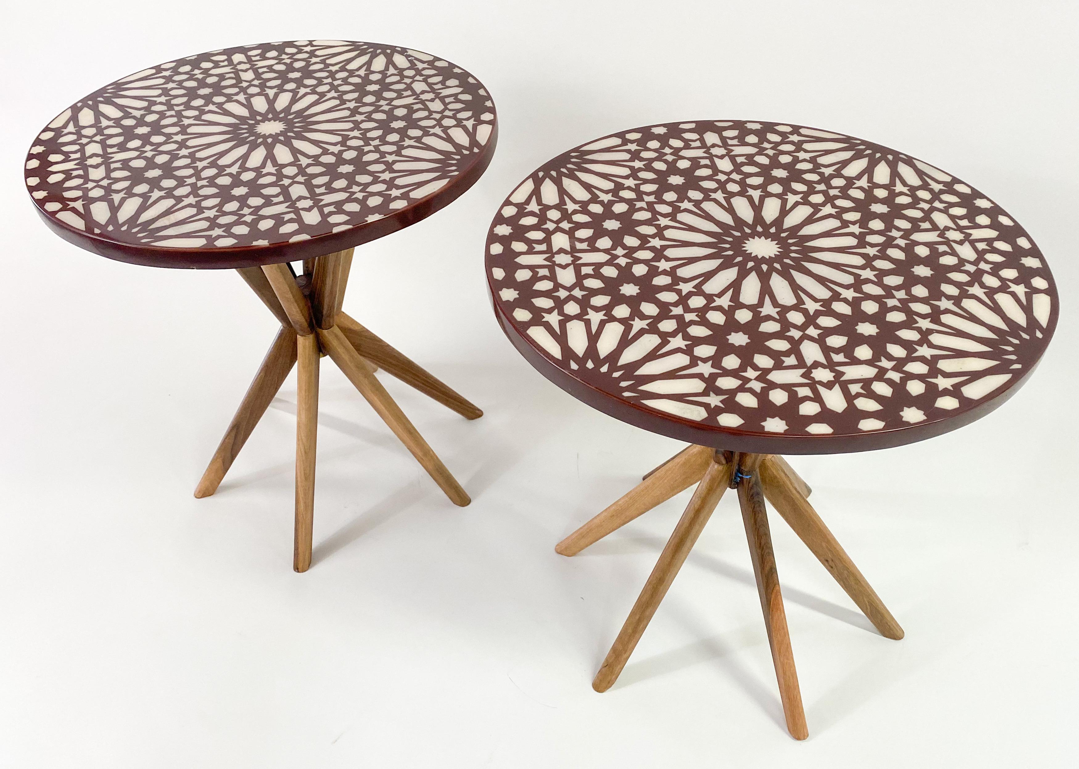 Arabesque Moorish Style Resin Art Round Top Arabesque End or Side Table ...