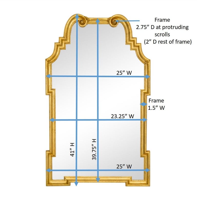 Italian Giltwood Scrolled Arch Keyhole Gold Mirror by La Barge, 1970s ...