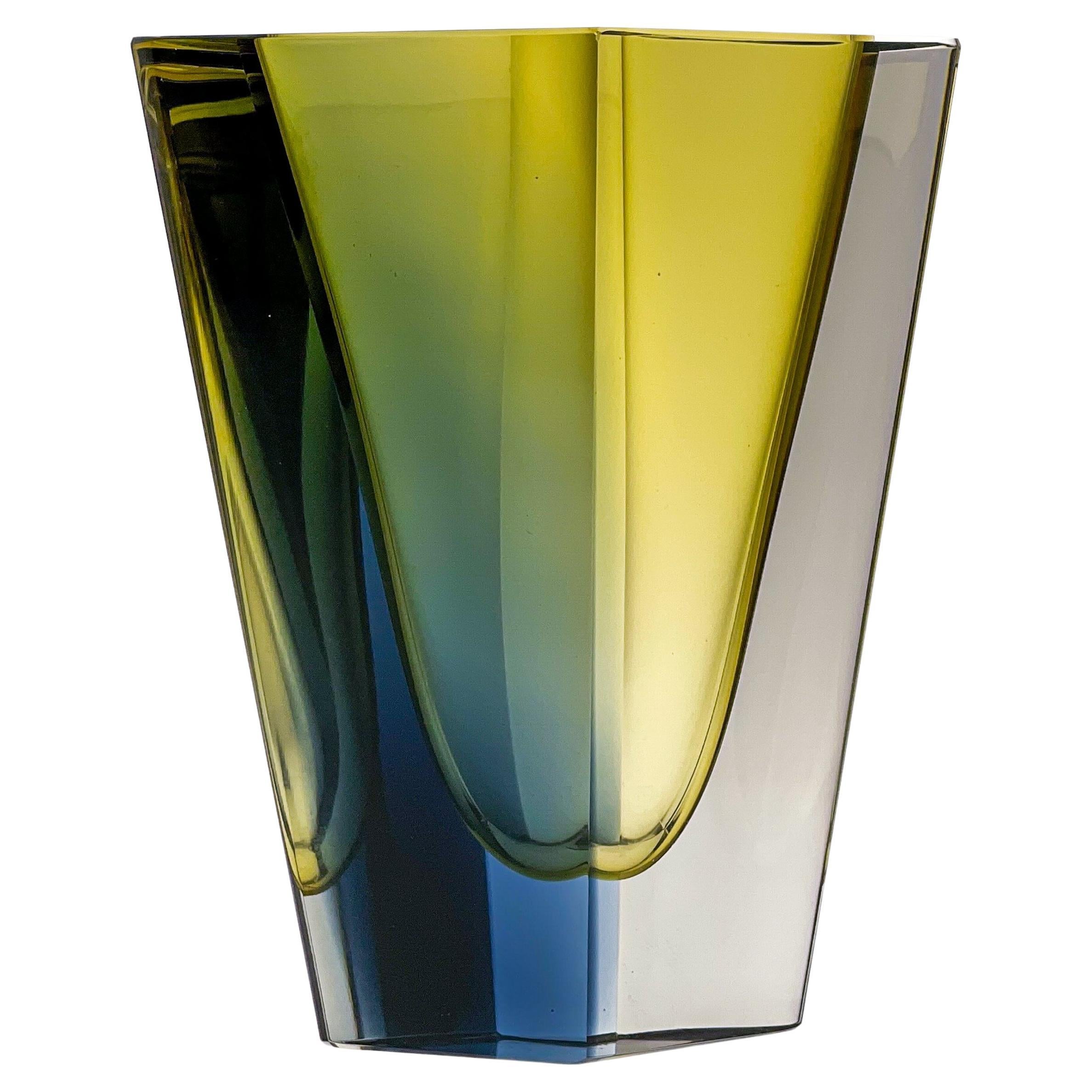 Scandinavian Modern Kaj Franck Glass Art-Object Vase Prisma 1963 Yellow ...