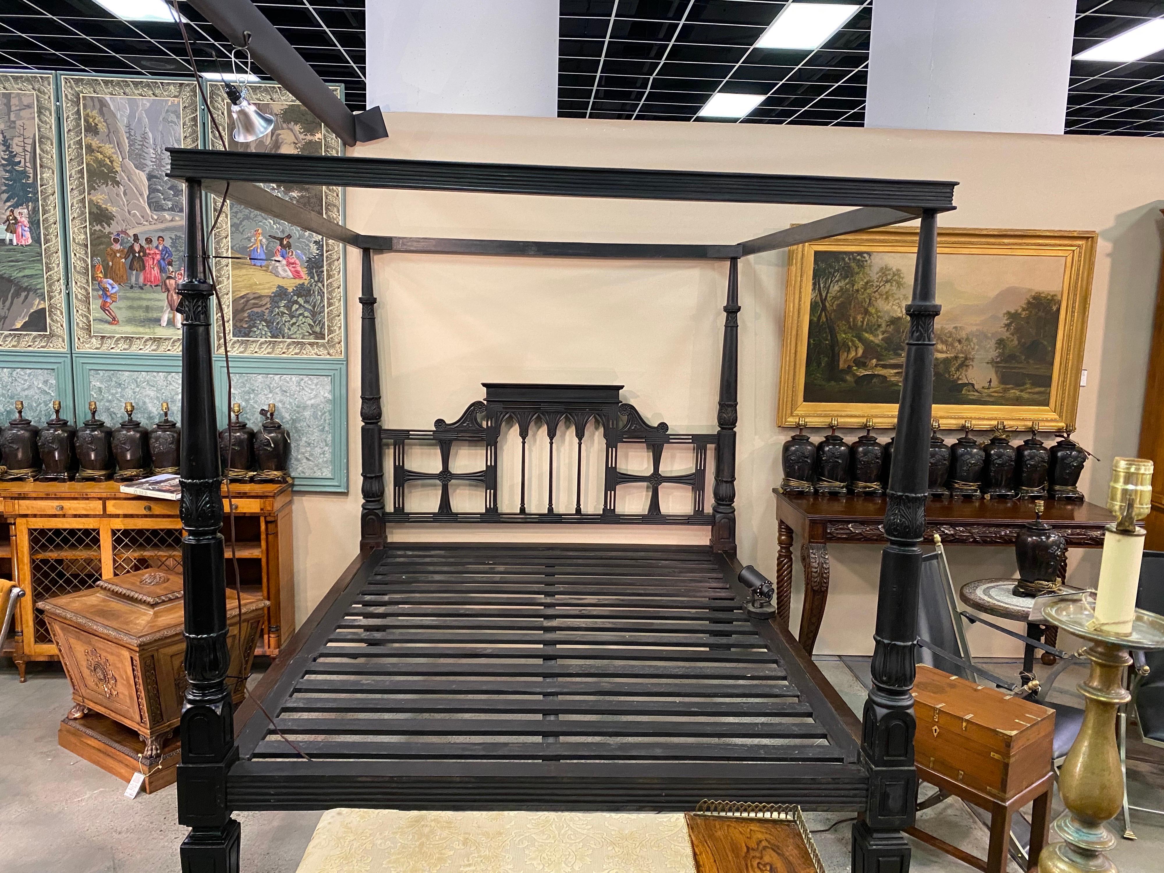 Incredible 19th Century British Colonial Mahogany King sized Bed at 1stDibs