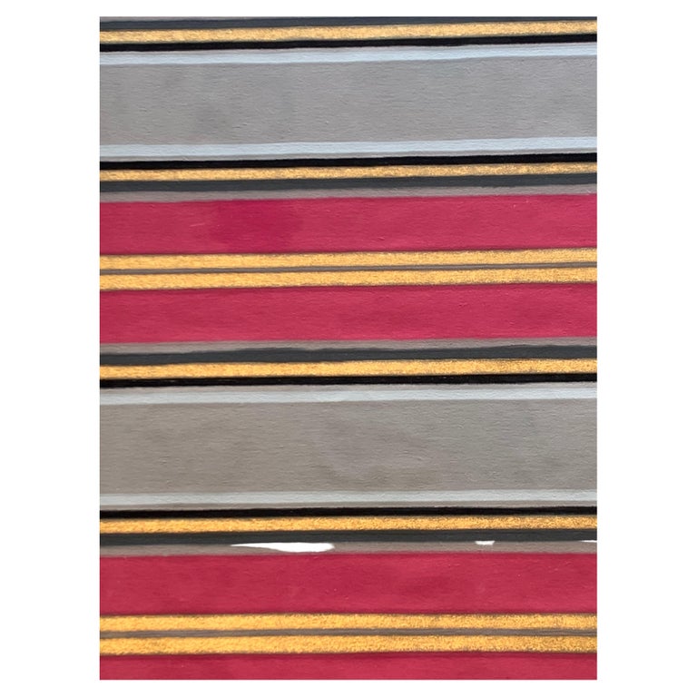 Art Deco French Abstract Wallpaper Distemper Linear Print For Sale at ...