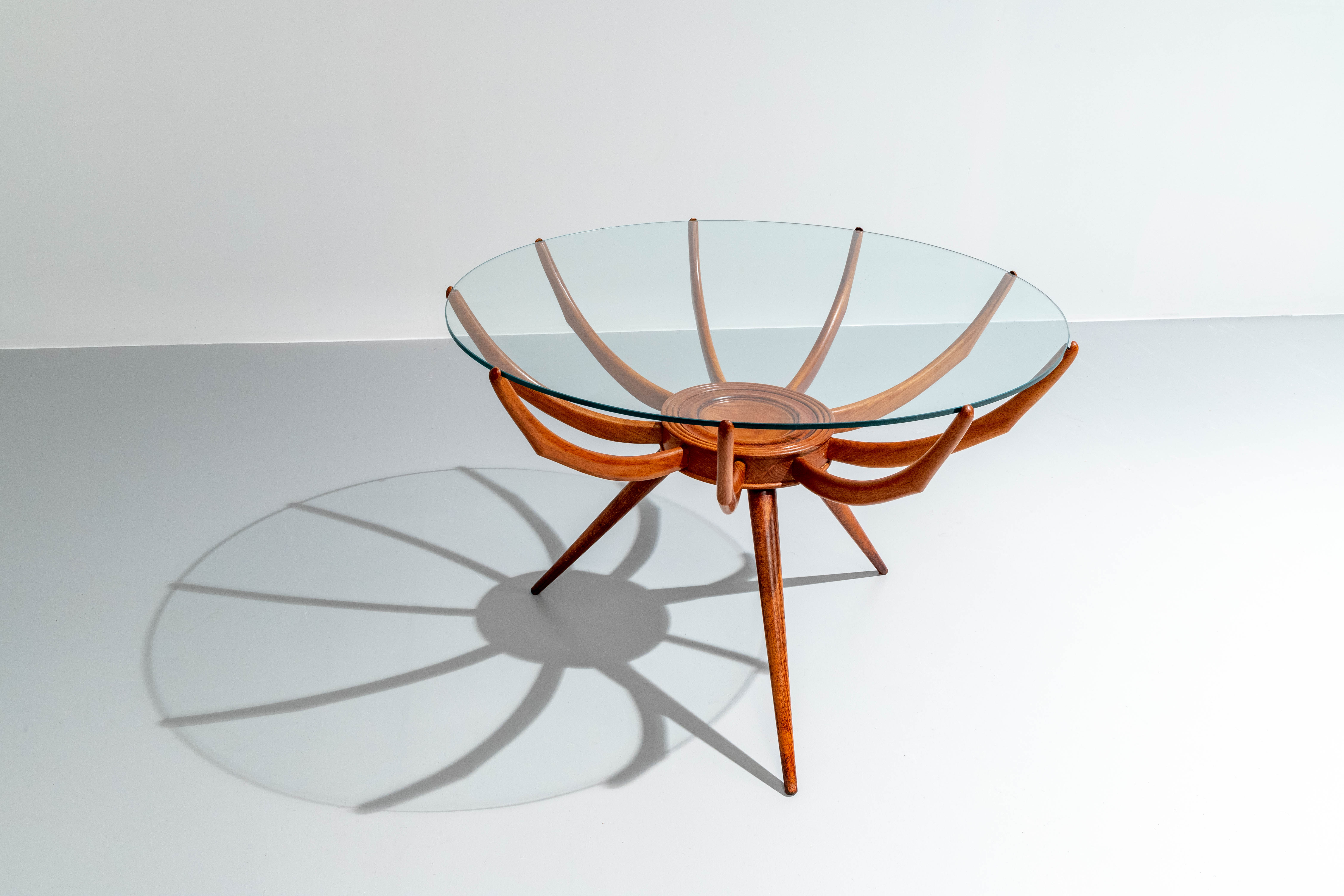 Wooden Spider Leg Coffee Table by Carlo De Carli For Sale at 1stDibs