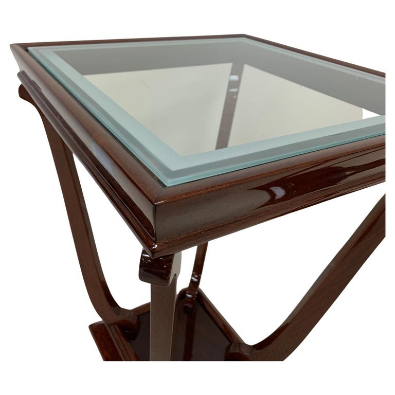 Pair of French Style Streamline Art Deco Glass Top Side Tables For Sale ...