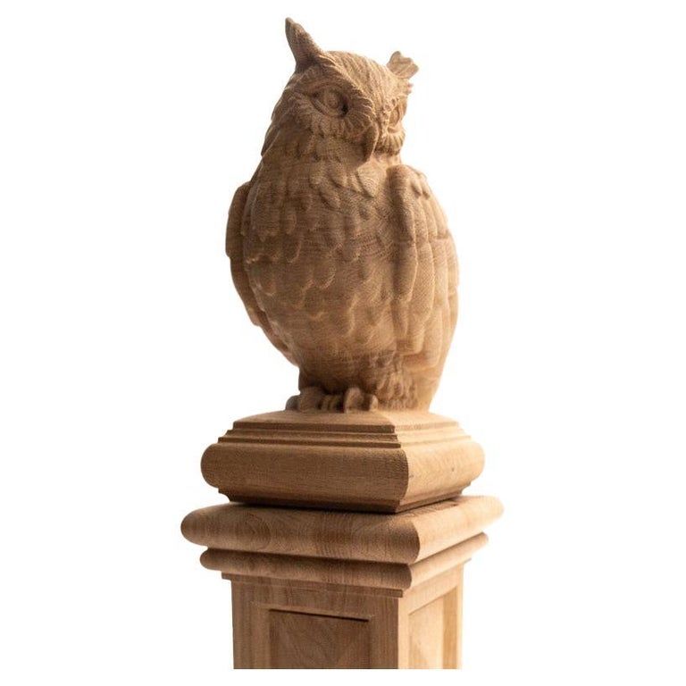 Eagle Owl Staircase Wooden Finial Decor For Sale at 1stDibs