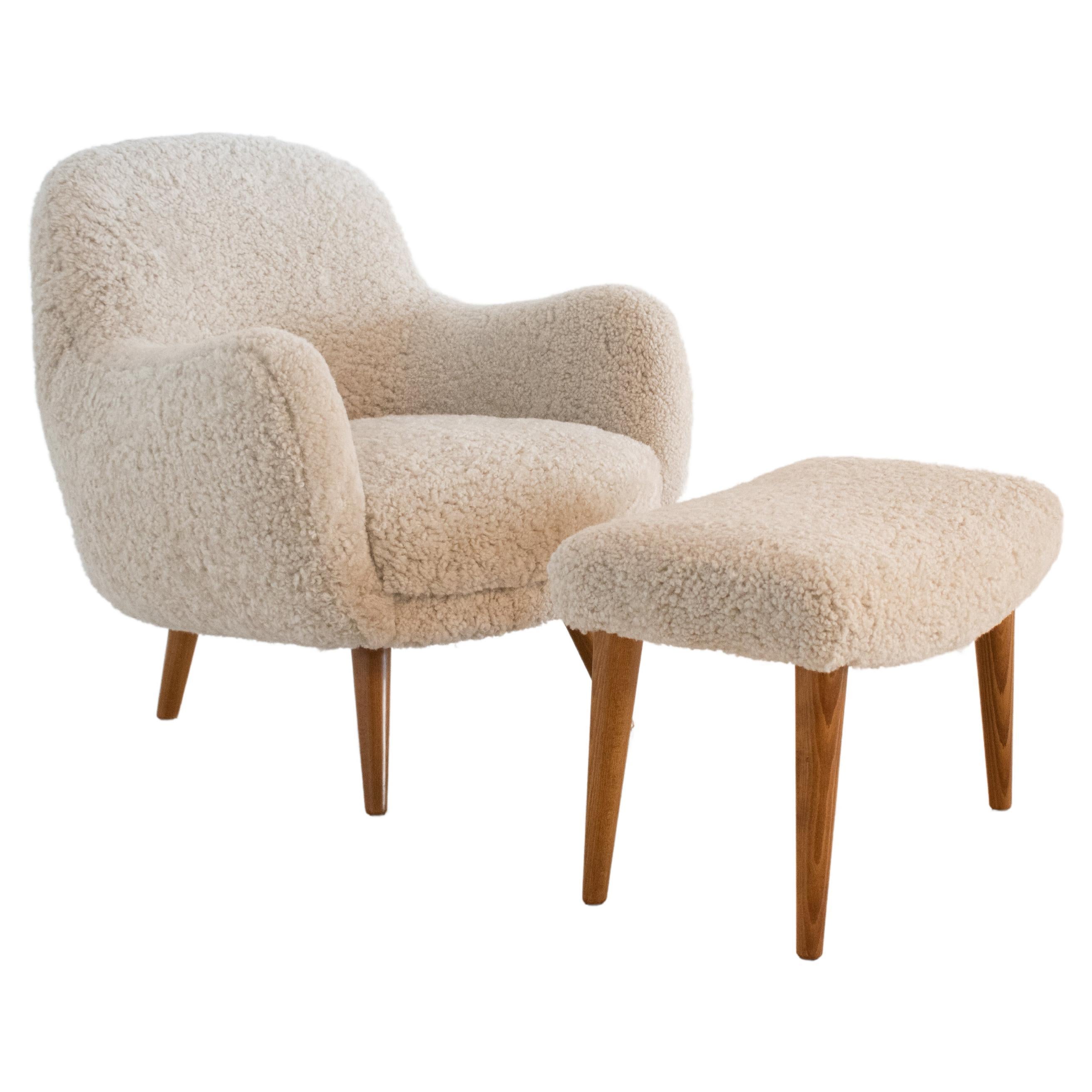 Sheep Skin and Oak Teddy Bear Tub Chair For Sale at 1stDibs