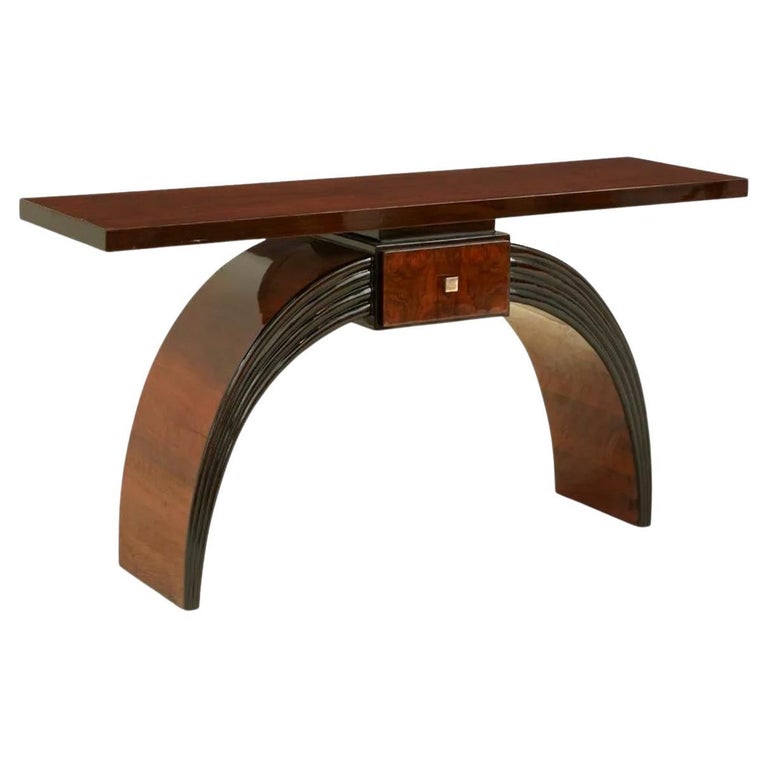 French Art Deco-Style Walnut-Veneered Console For Sale at 1stDibs