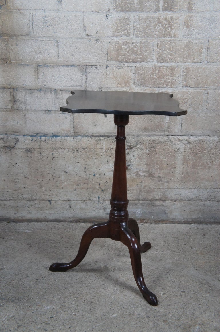 Antique 18th Century American Mahogany Queen Anne Candle Stand Table ...