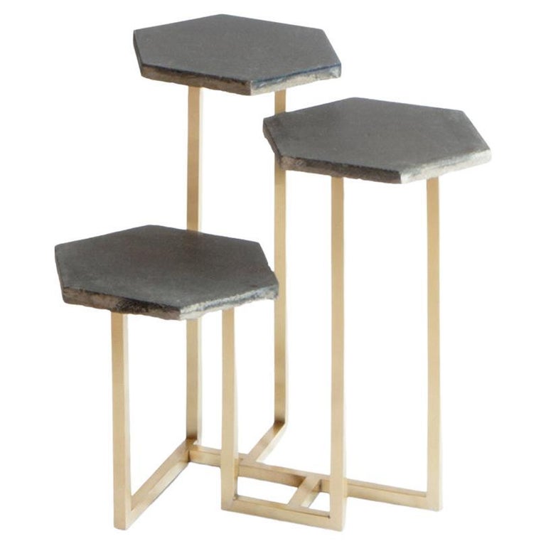 21st Century Petit Table de Milàn Side Table with Brass Base and Black ...