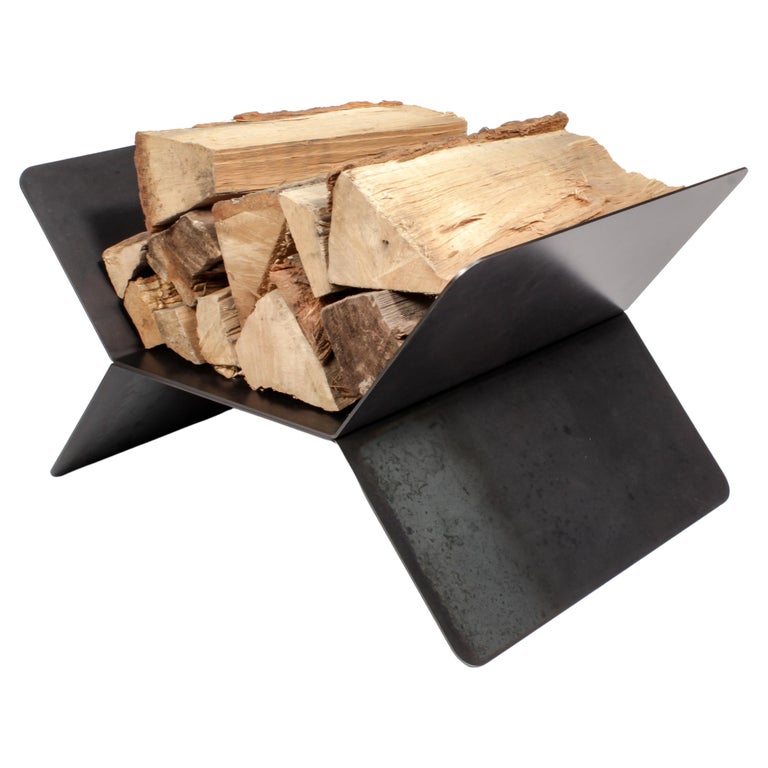 Modern Multifunctional 'X' Steel Side Table and Rack For Sale at 1stDibs