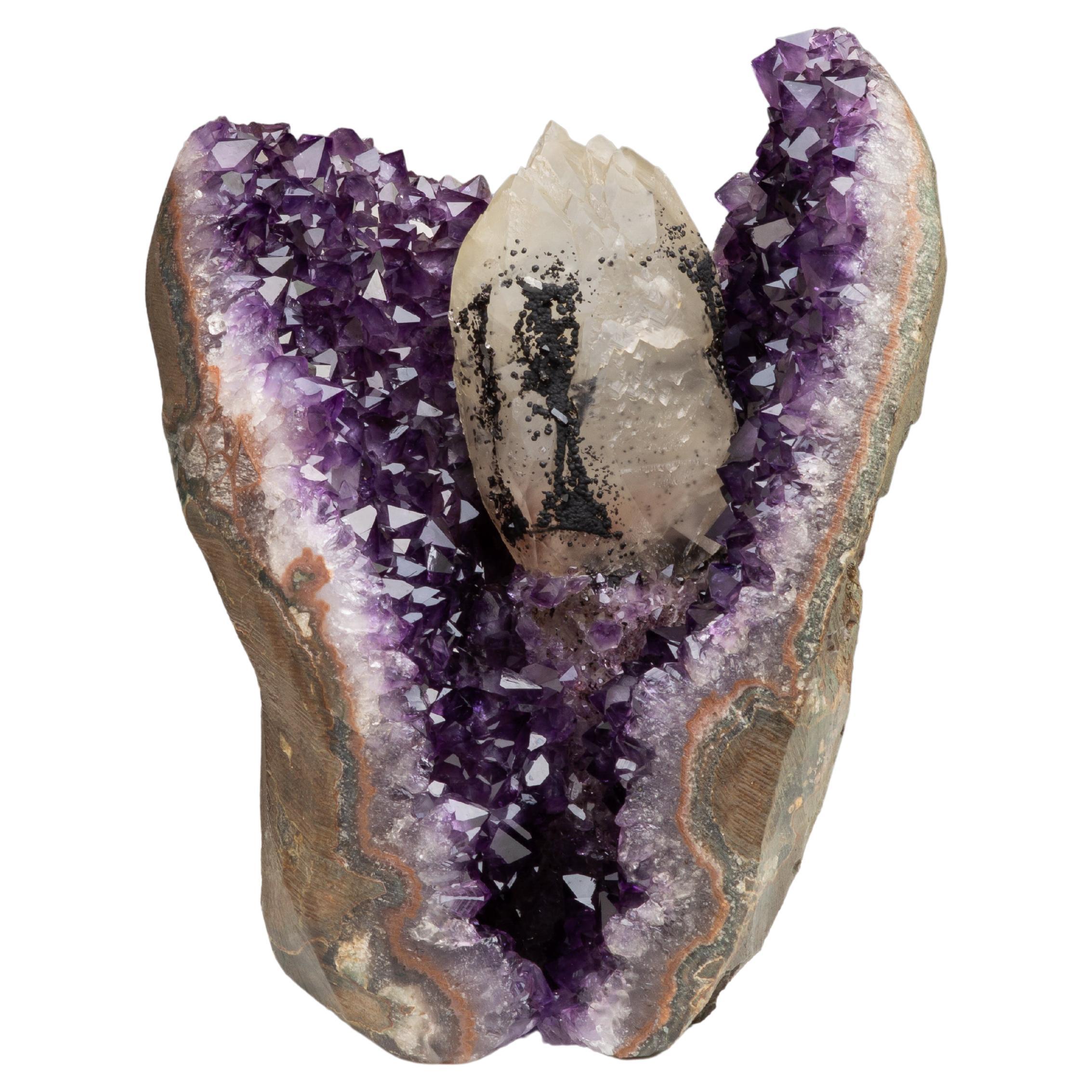 Amethyst calcite and black epitaxial goethite - a rare stone formation ...