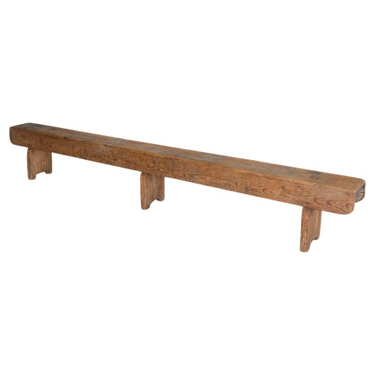 Rustic Long French Wood Bench For Sale at 1stDibs