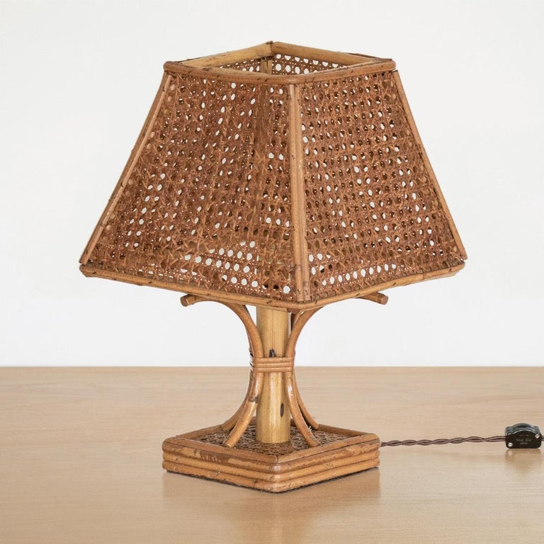 Italian Rattan and Cane Lamp at 1stDibs