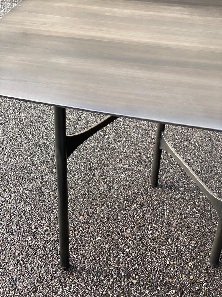 Rectangular Smooth Metal Cross Beam Table in Linear Blackened Finish In ...