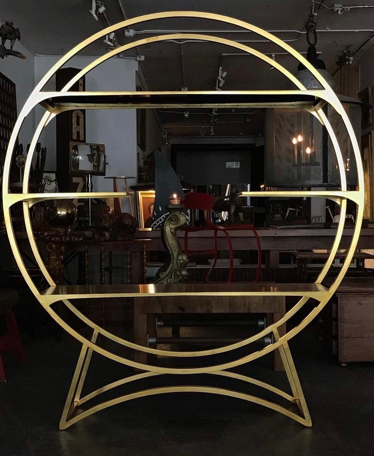 Modern Round Oversized Lux Golden Leaf Hand Gilded Metal Orbital ...