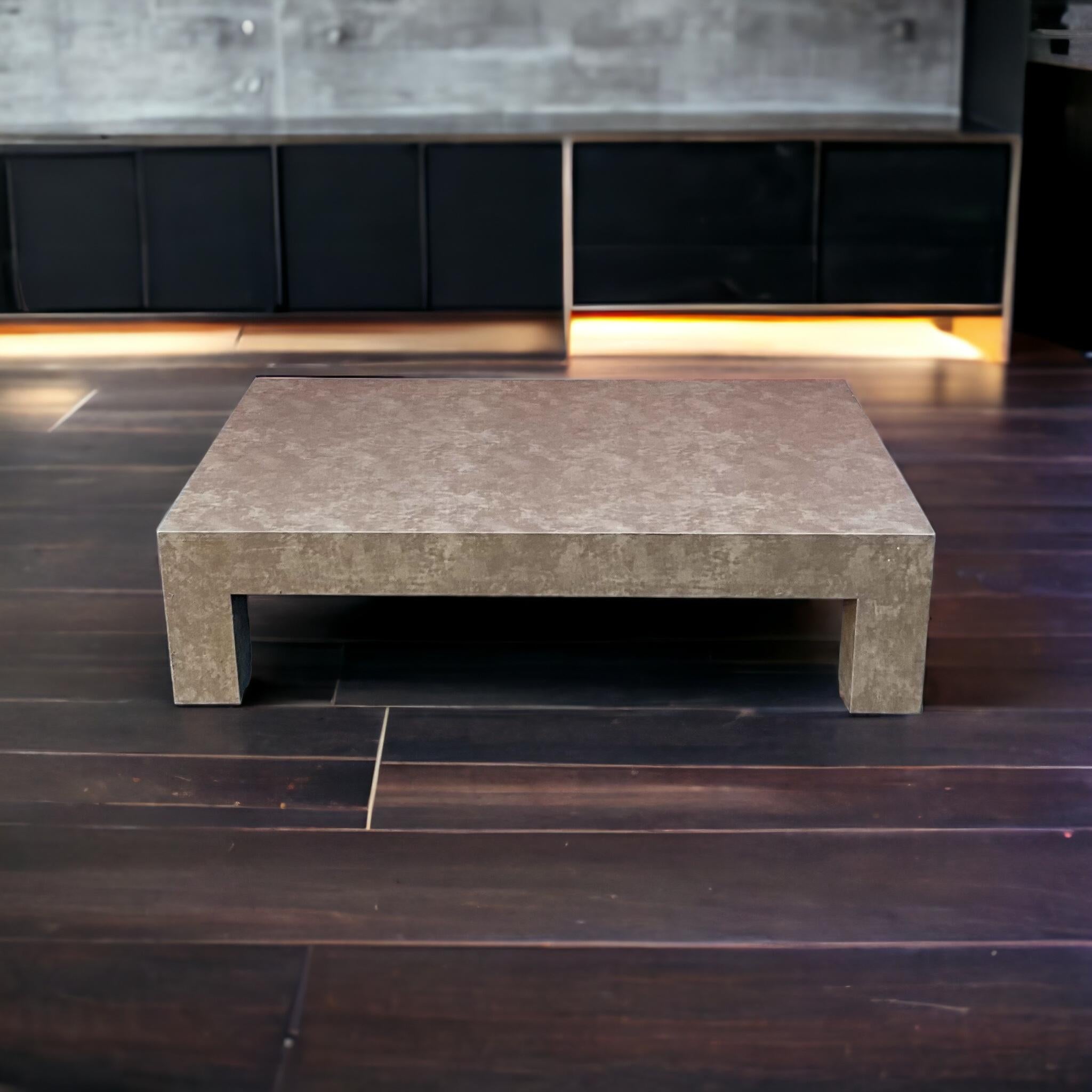 1970s Modern Parsons’ Style Low Profile Faux Snakeskin Coffee Table For ...