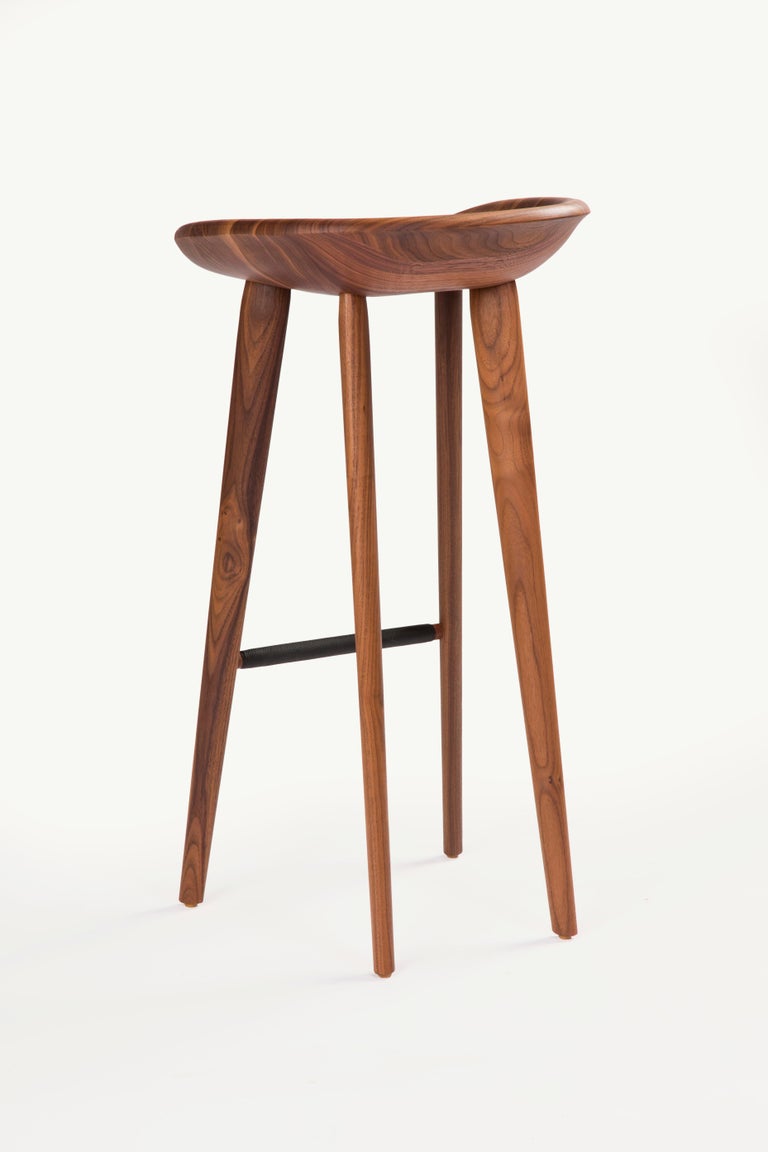 Customizable Tractor Bar Stool in Carved, Solid Wood by Craig Bassam ...