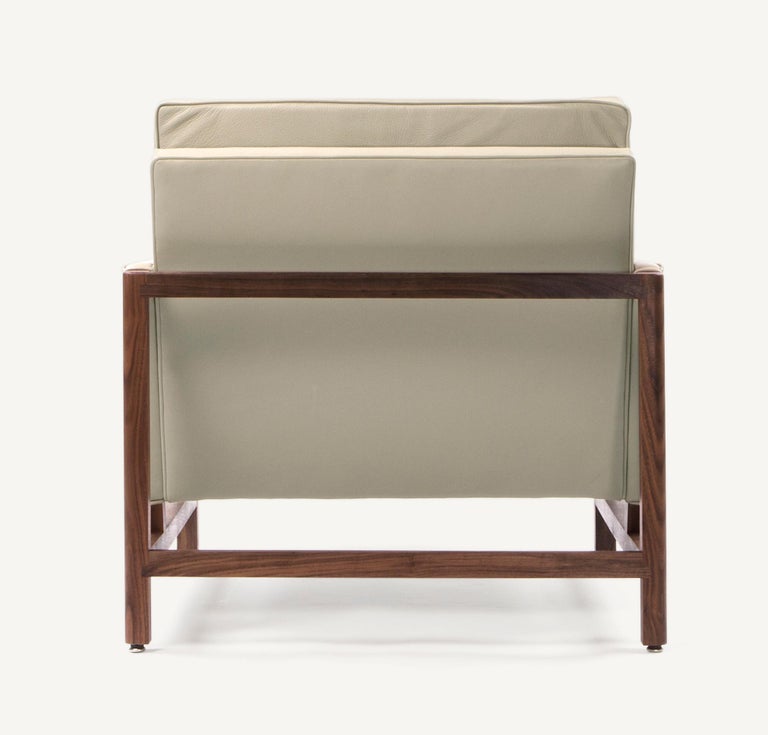 Customizable Wood Frame Low Back Lounge Chair in Walnut and Leather ...