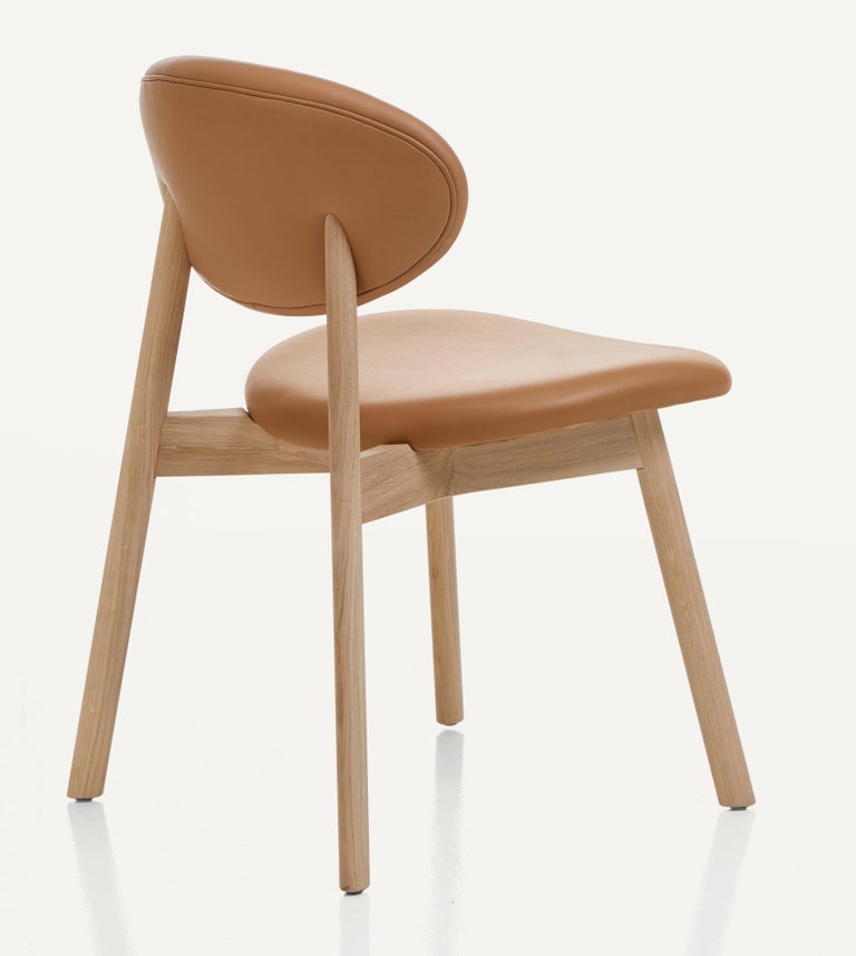Customizable Ovoid Chair in Solid Oak, Raw Effect and Leather by Craig ...