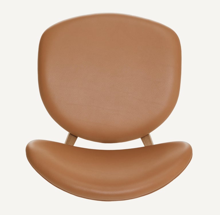 Customizable Ovoid Chair in Solid Oak, Raw Effect and Leather by Craig ...