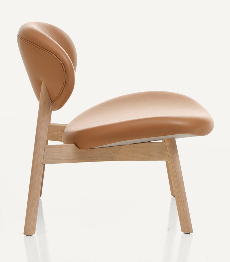 Customizable Ovoid Lounge Chair in Solid Oak, Raw Effect and Leather by ...