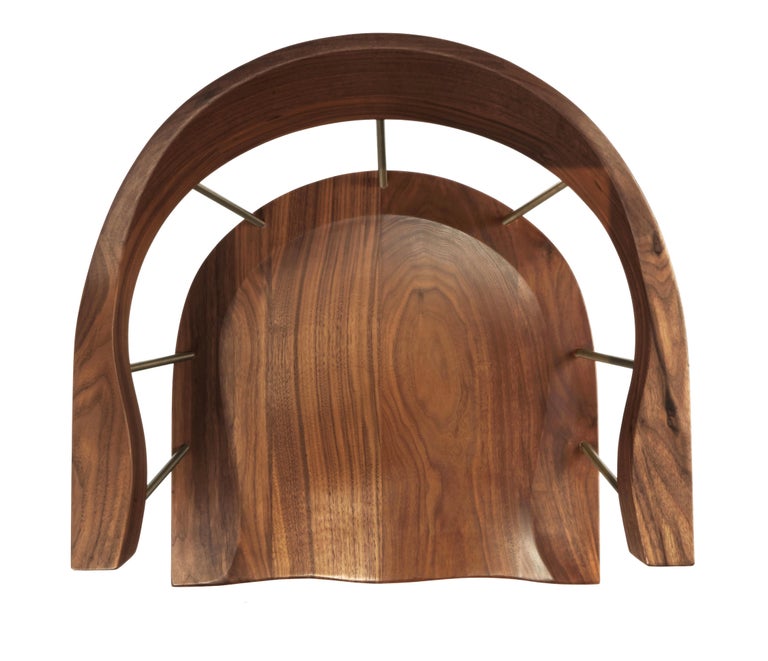 Customizable Spindle Chair in Solid, Carved Walnut and Steel Designed ...