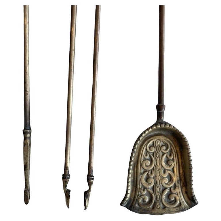 Victorian Gothic Floral Motif Fire Companion Set, 19th Century For Sale ...