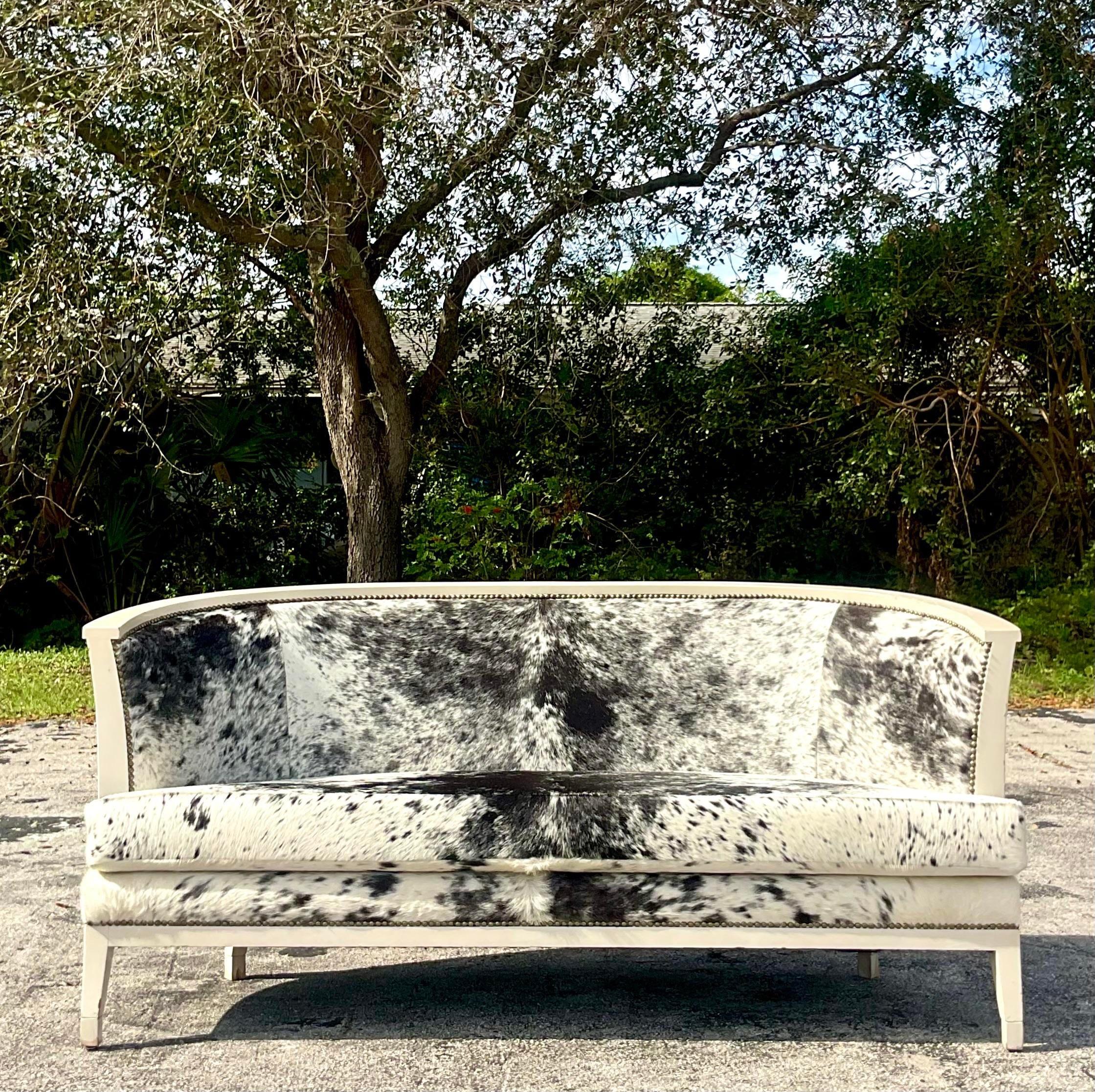 Vintage 20th Century Pony Hide Sofa For Sale at 1stDibs