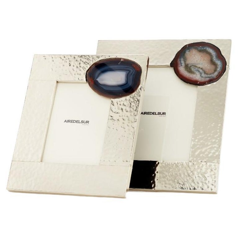 Set Misiones Medium and Large Alpaca Silver and Agate Stone Photoframes ...