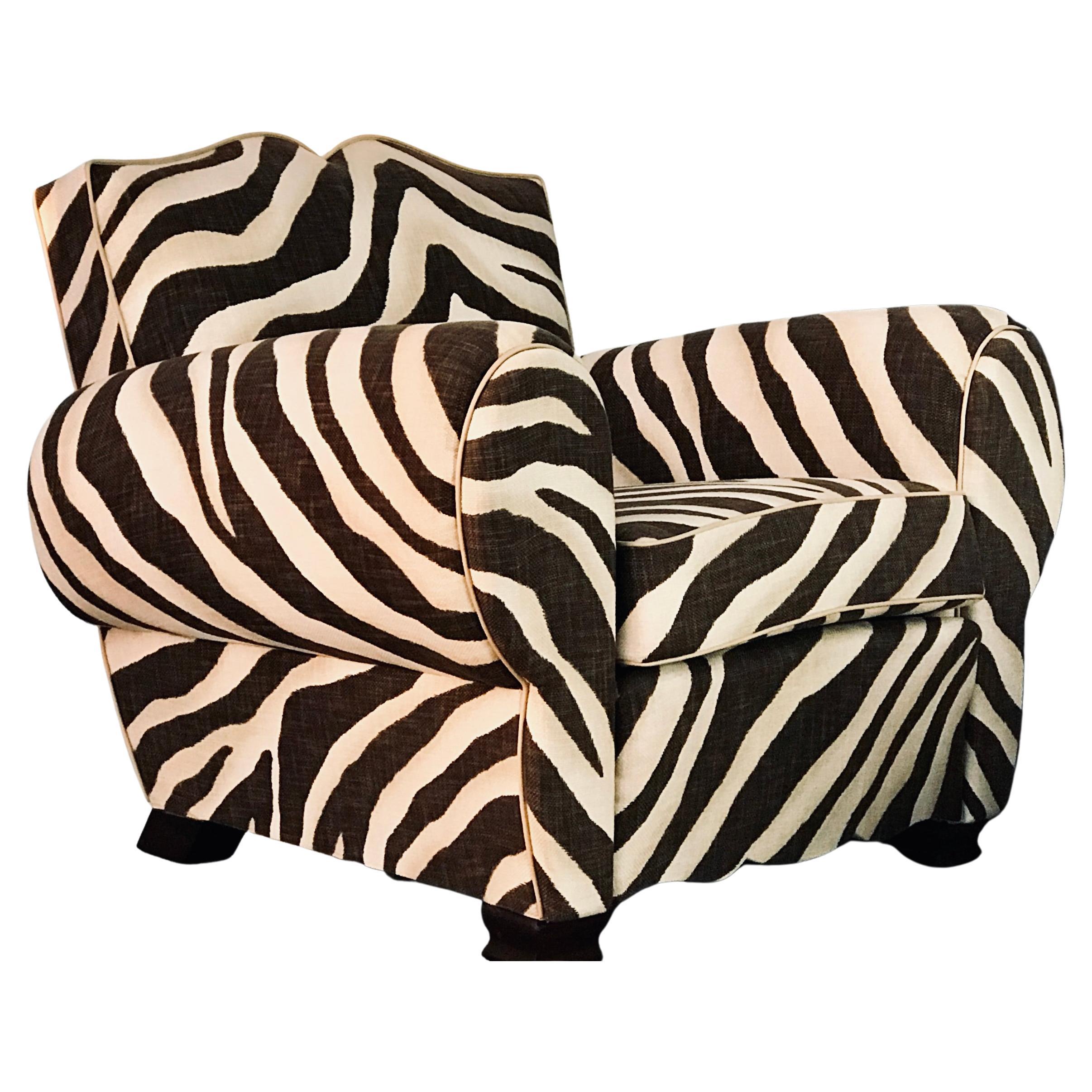 Pair of French Club Chairs in Ralph Lauren Zebra Print, Mid Century ...