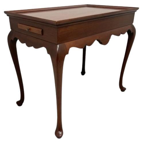 Vintage Late 20th Century Solid Mahogany Queen Anne Tea Table at 1stDibs