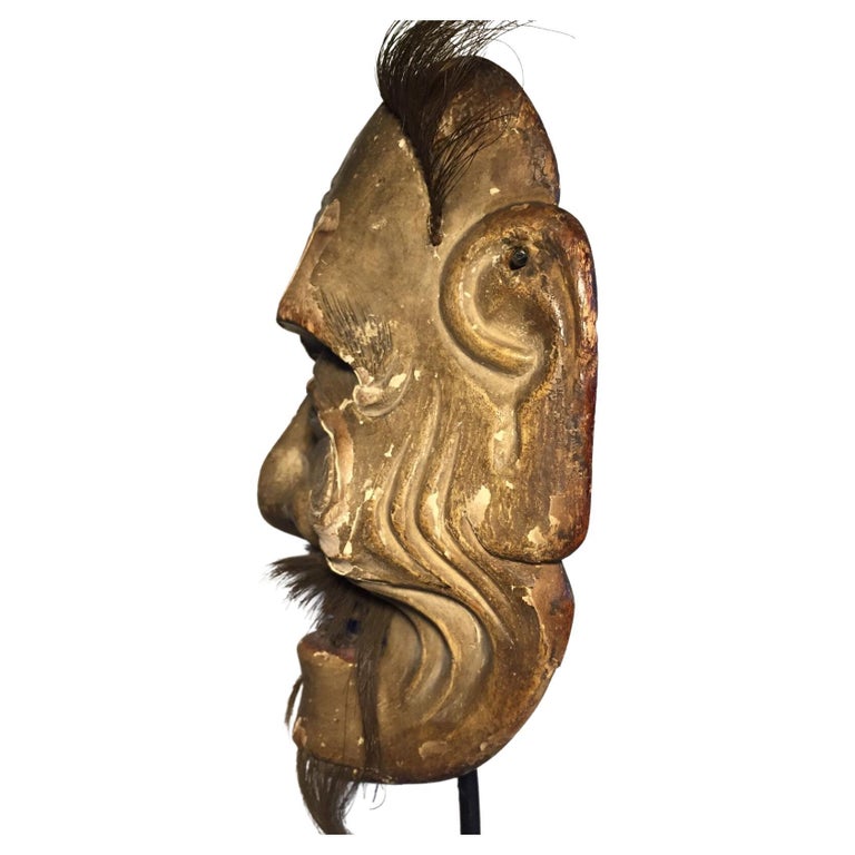Antique Ca1600s/17th Century Japanese Noh Mask, Patina/Danced, Old Man ...