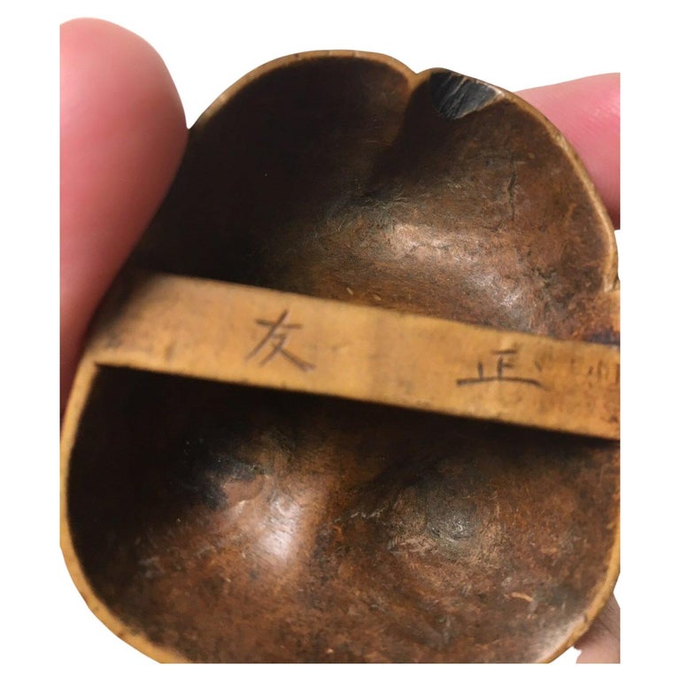 Signed; 19th C., Wooden Japanese Otafuku/Okame Netsuke Mask 'Mennetsuke ...