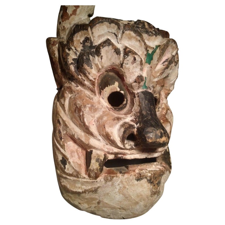 Antique, Danced, Japan/Japanese Wooden Owl Mask Ethnographic Signed ...