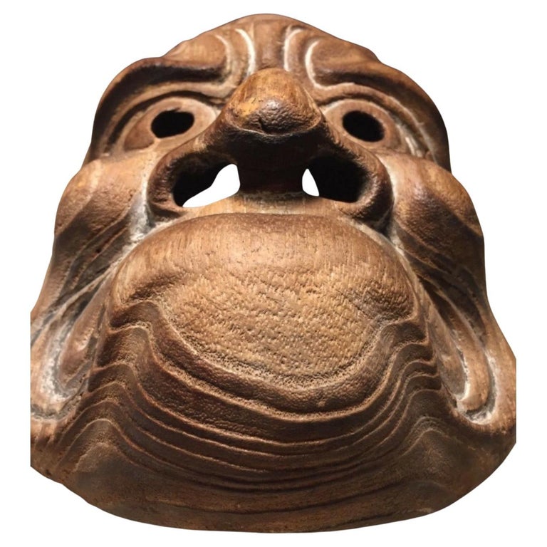 Antique Wooden Japanese 'Japan' Mask, Ōbeshimi Obeshimi O-Beshimi God w ...