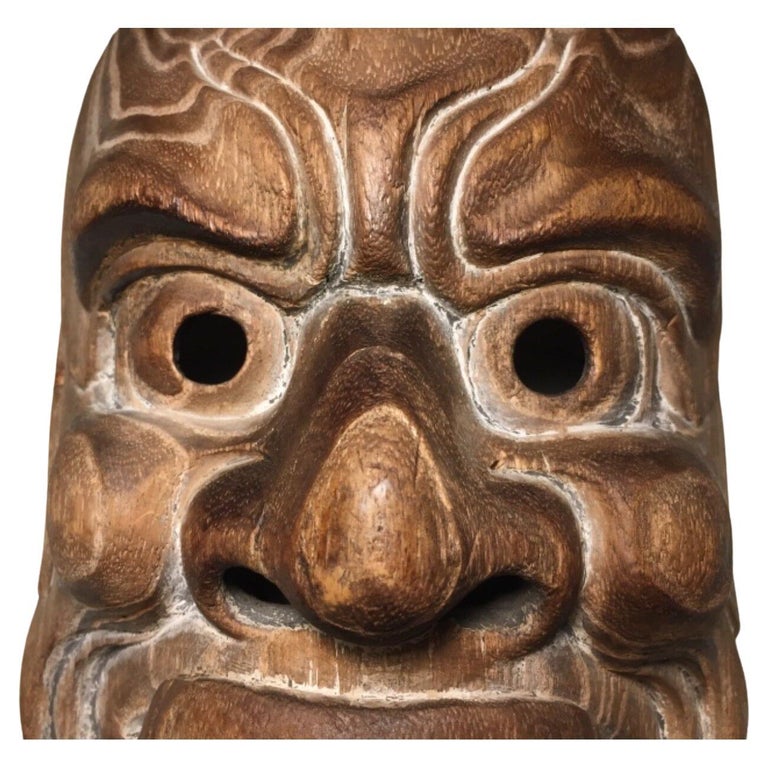 Antique Wooden Japanese 'Japan' Mask, Ōbeshimi Obeshimi O-Beshimi God w ...