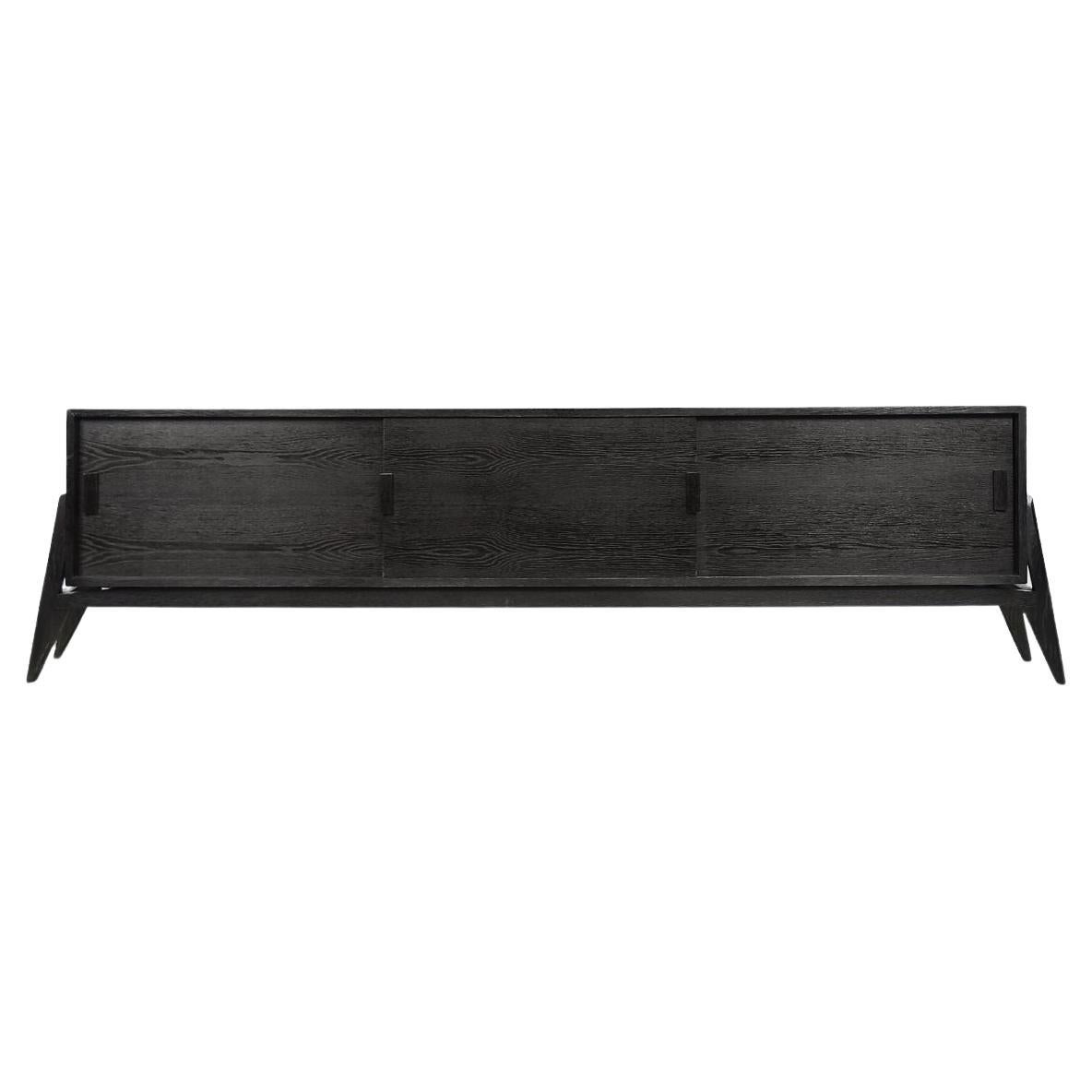 Small Mid Century Two-Door Lowboard on Black Base For Sale at 1stDibs