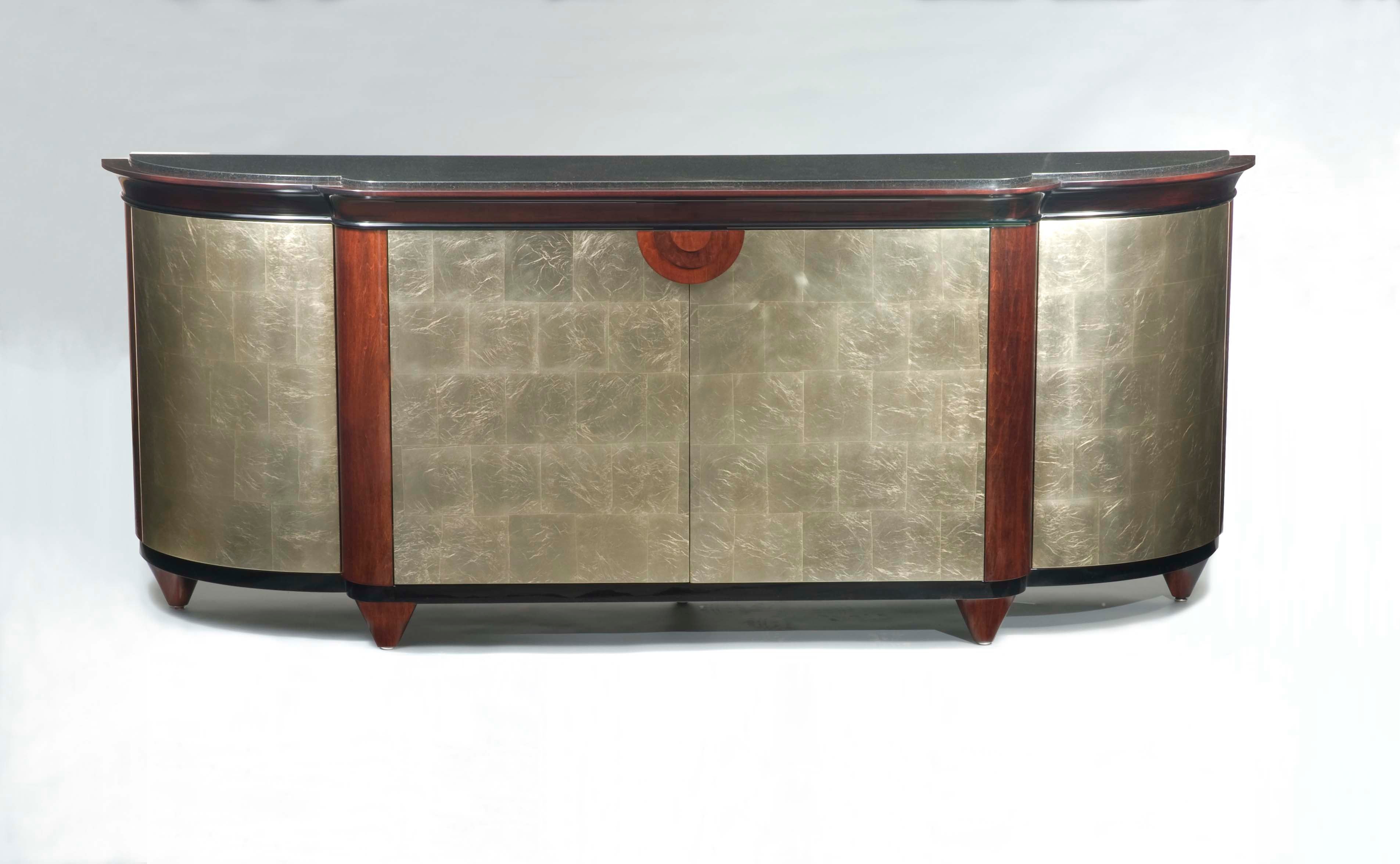 Crown Three Piece Buffet with Chestnut Mahogany and White Gold Leaf For ...