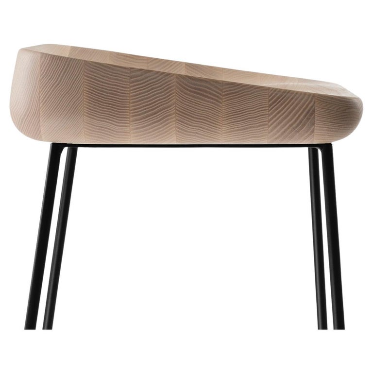 Bar Stool Wave with Oak Solid Wood Seat and Steel Frame For Sale at 1stDibs