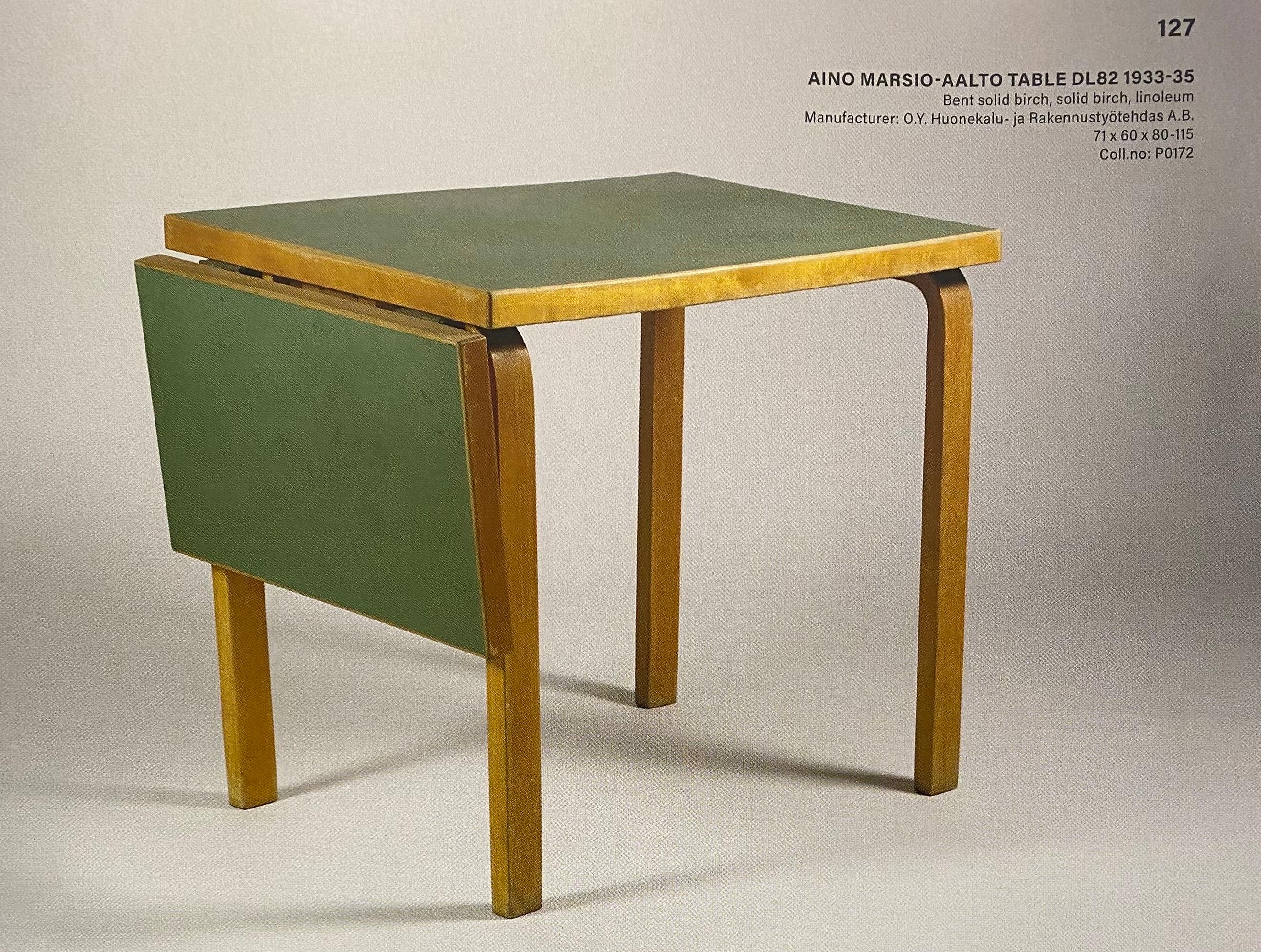 Aino and Alvar Aalto Fodlable Table Model DL82, Birch and Red Linoleum ...