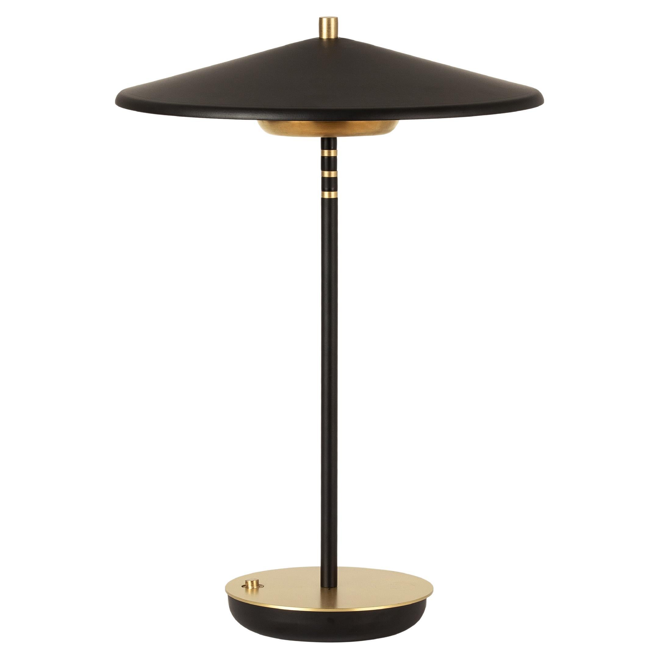 Brass Table Lamp with Tilting Shader, Black and Gold, Parisian Beret ...