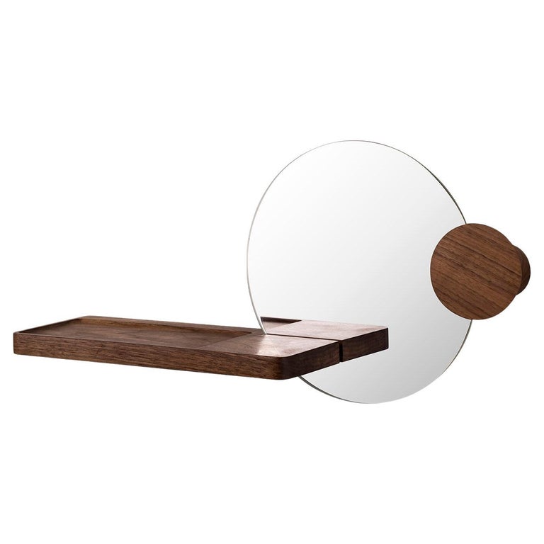 Glimpse Wall Mounted Shelf with Mirror and Coat Rack For Sale at 1stDibs