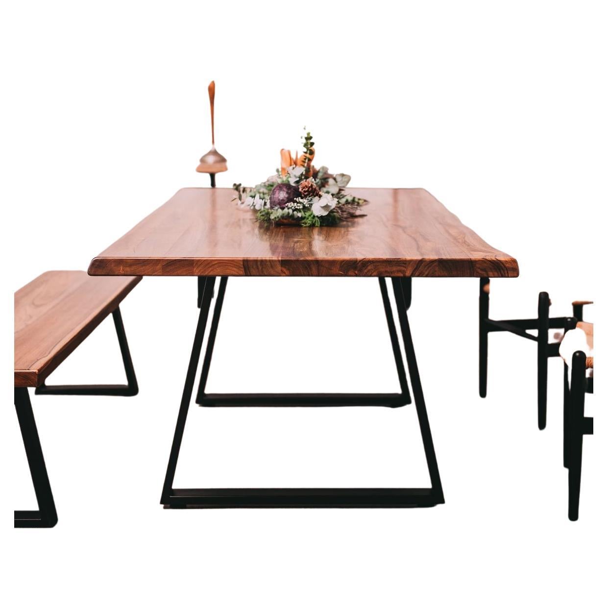 Solid Teak Live Edge Dining Table in Cocoa For Sale at 1stDibs