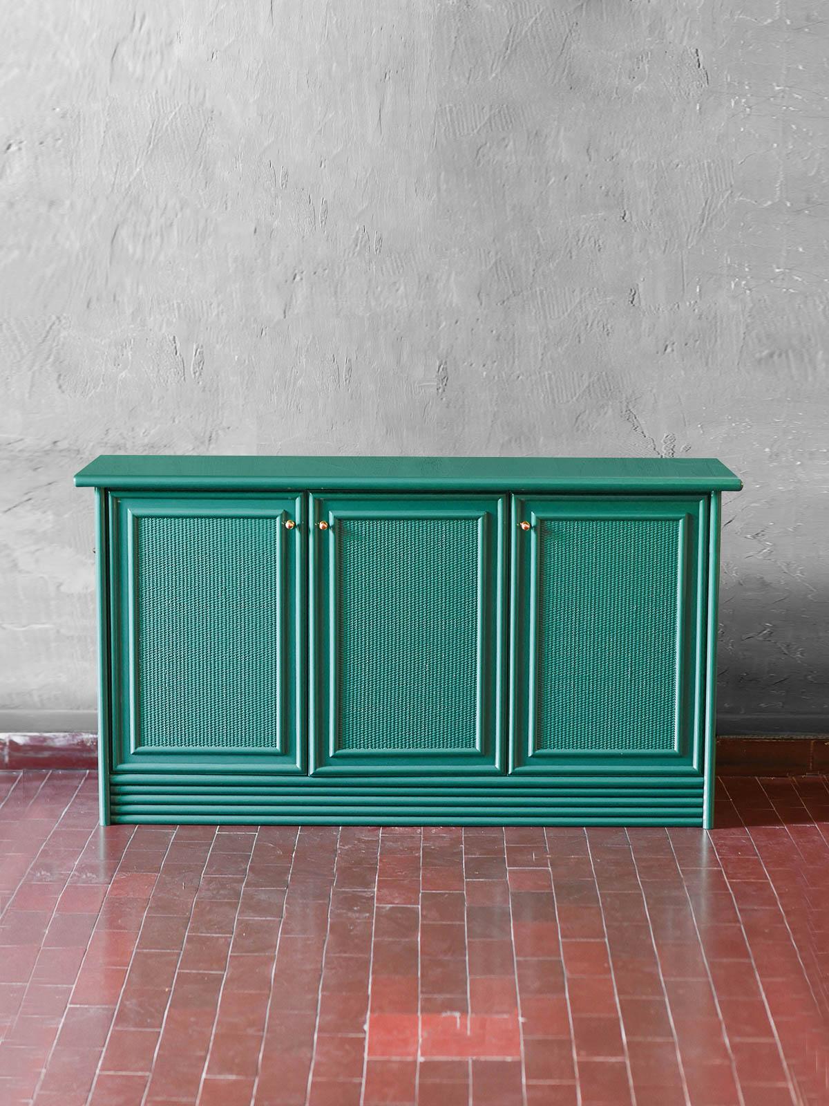 Green Sideboard With Brass Details – Lacquered Series For Sale at 1stDibs